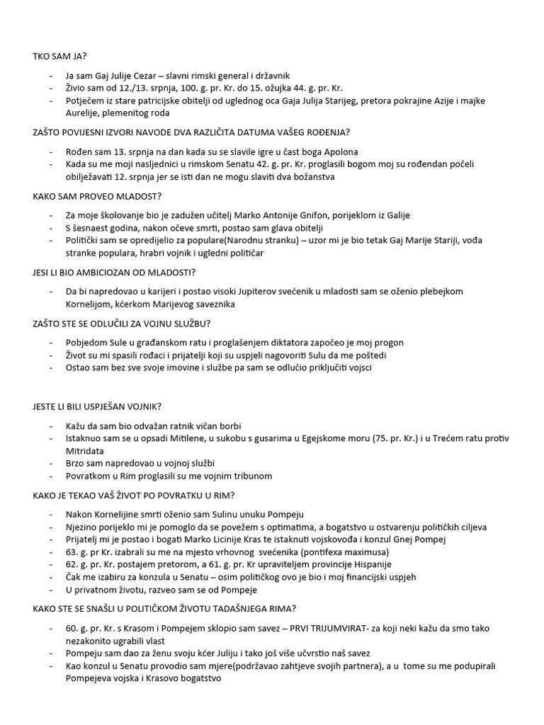 Intervju - Gaj Julije Cezar | PDF