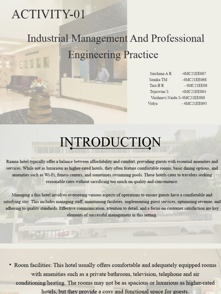 Industrial Management and Professional Engineering Practice: Activity ...
