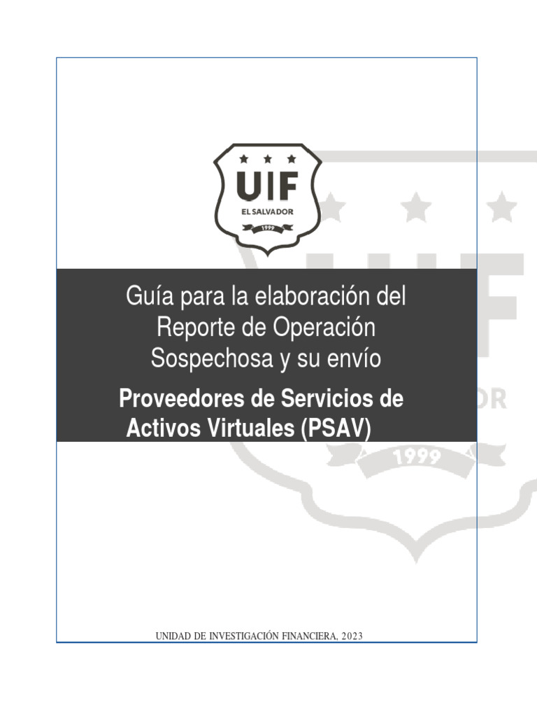 01 Guia ROS PSAV | PDF | Transferencia bancaria | Lavado de dinero