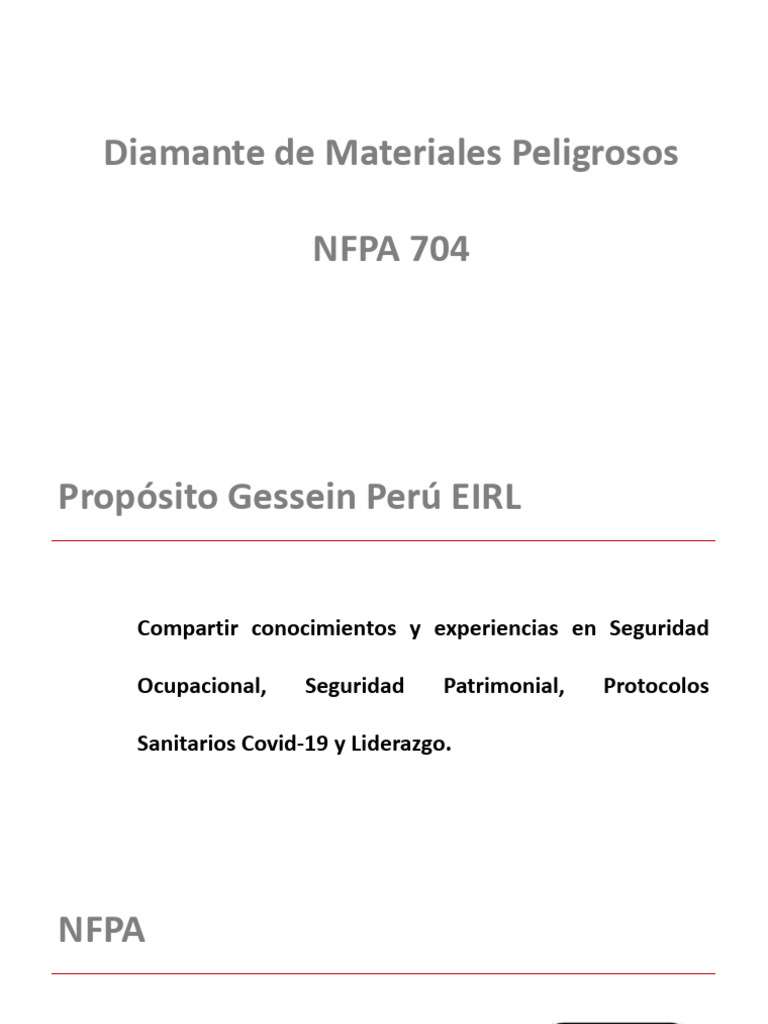 Diamante de Materiales Peligrosos NFPA 704 | PDF | Mercancías ...