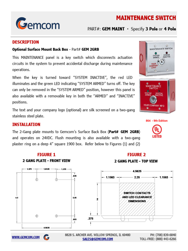 Maintenance Switch UL | Download Free PDF | Switch | Electrical Equipment