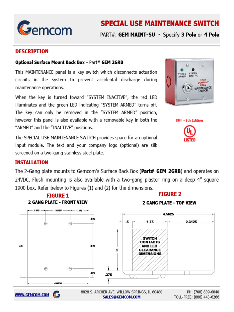 UL 864 Maintenance Switch Overview | PDF | Switch | Electric Power