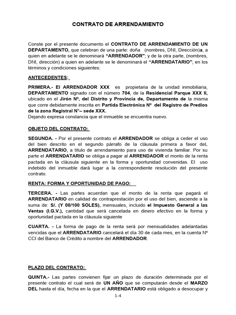 Modelo Contrato | Descargar gratis PDF | Derecho civil (sistema legal ...