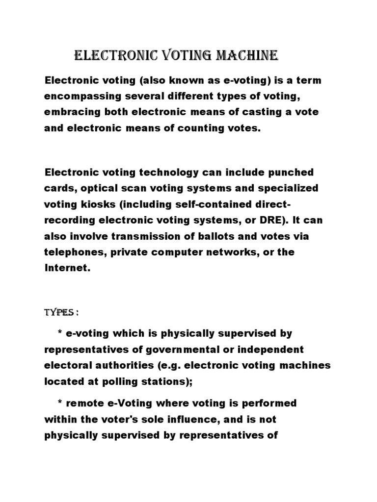 Electronic Voting Machine Overview | PDF