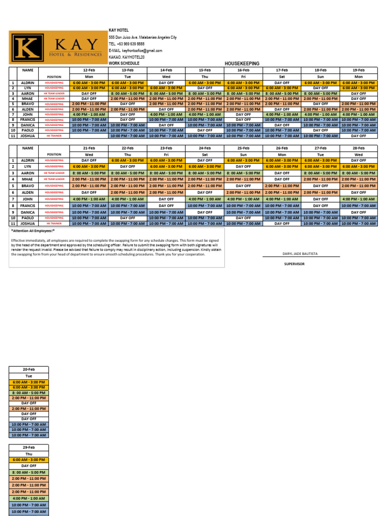 Kay Hotel Schedule | PDF | Restaurants | Home