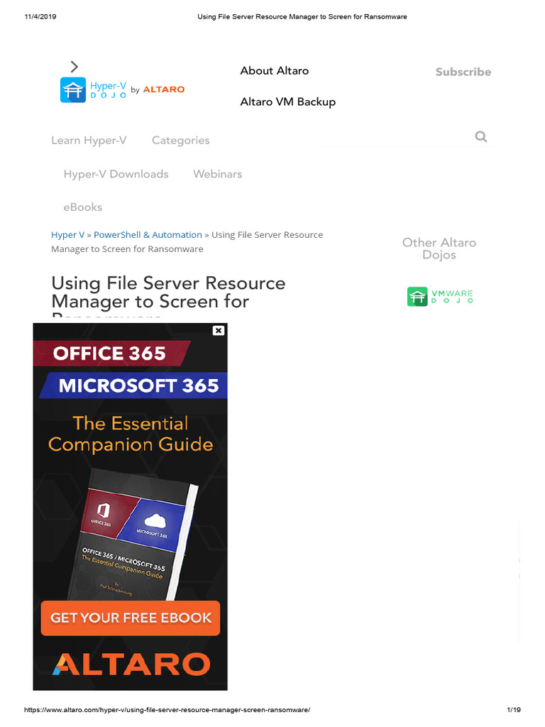 Using File Server Resource Manager To Screen For Ransomware | PDF | Ransomware | Hyper V