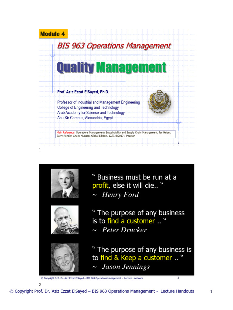 4-Quality Management | PDF | Customer | Operations Management