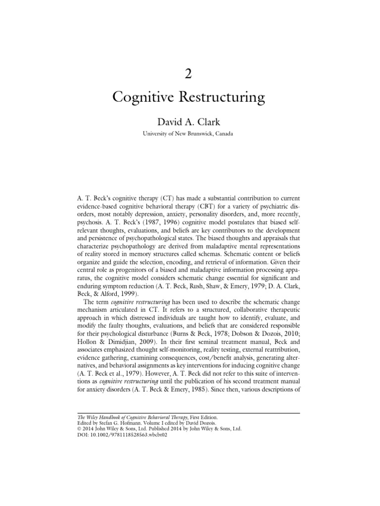 Clark 14 Cap CognitiveRestructuring | PDF | Cognitive Behavioral ...