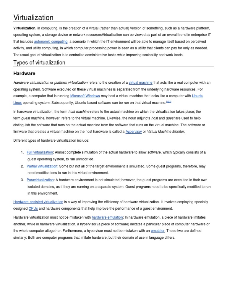 Virtualization | PDF | Virtual Machine | Operating System