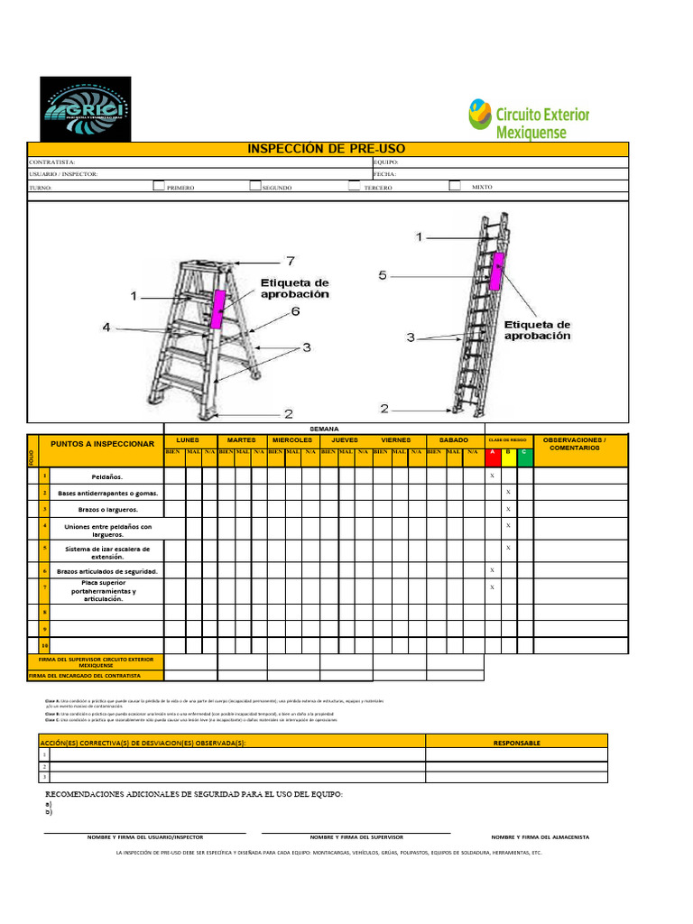 Check List de Escalera Grici | PDF