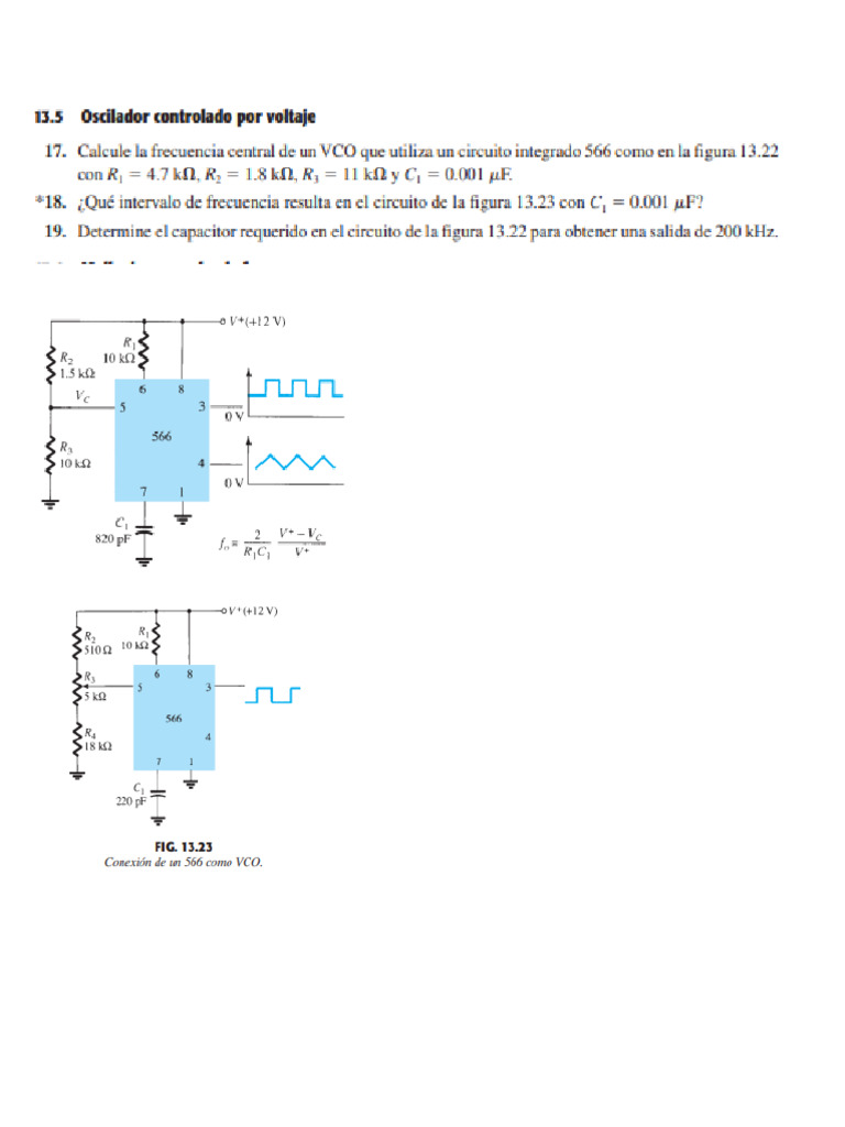Ejercicios de Oscilador de Controlado Por Voltage | PDF