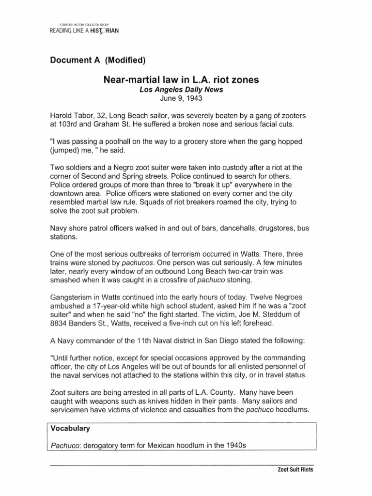 Zoot Suit Riots Reading | PDF