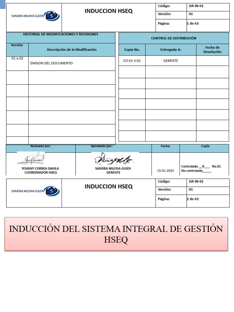 GR-IN-01 Inducción HSEQ | Descargar gratis PDF | La dependencia de ...