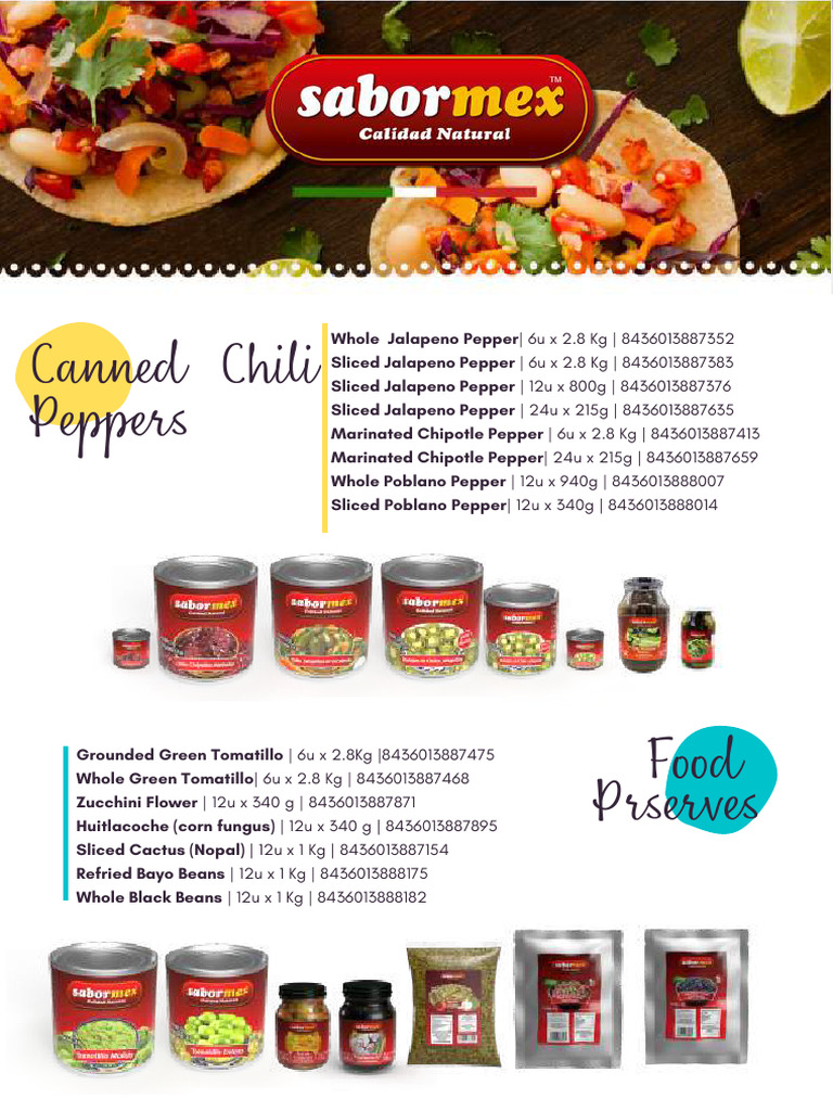 Catalogo Sabormex Resumido Ingles - Compressed | PDF | Chili Pepper ...