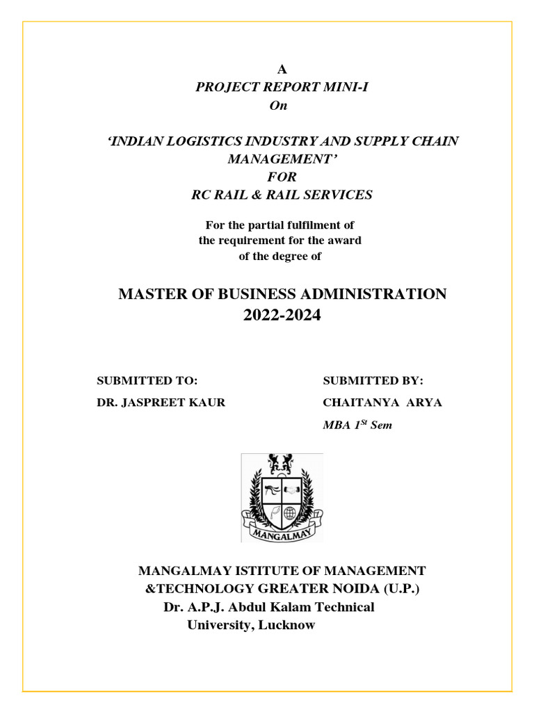 Logistics Project Report | PDF | Logistics | Supply Chain