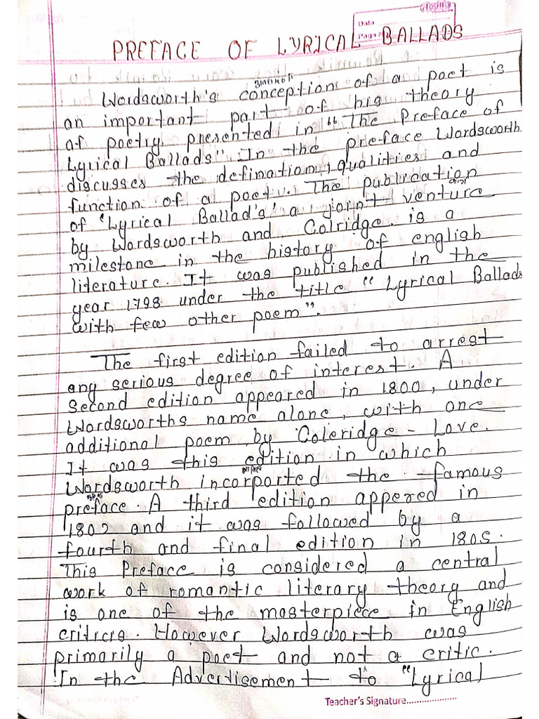 Preface To Lyrical Ballads | PDF