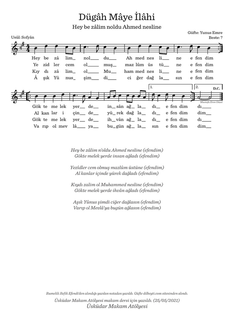 Dügah Maye Ilahi - Hey Be Zalim Noldu Ahmed Nesline Efendim - Belirsiz ...