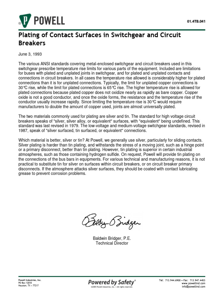01.4TB.041 Plating of Contact Surfaces in Switchgear and Circuit ...