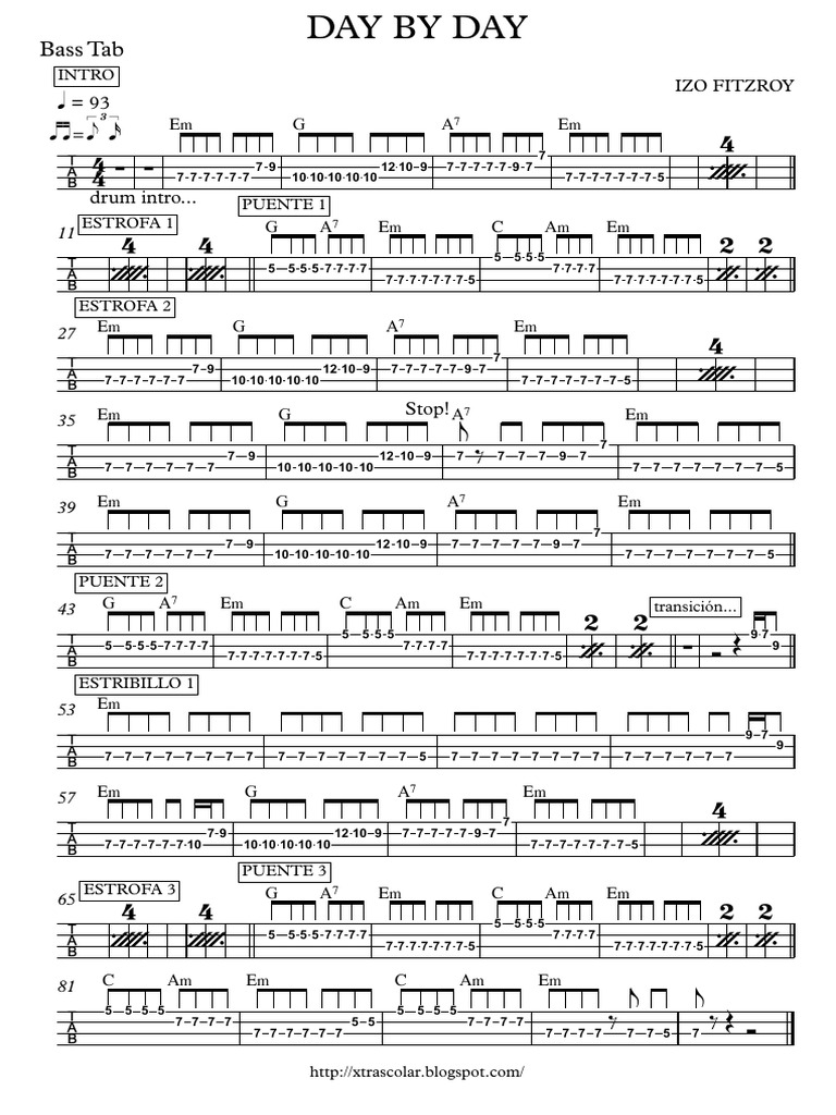 Day by Day (Izo FitzRoy) - Bass Tab | PDF