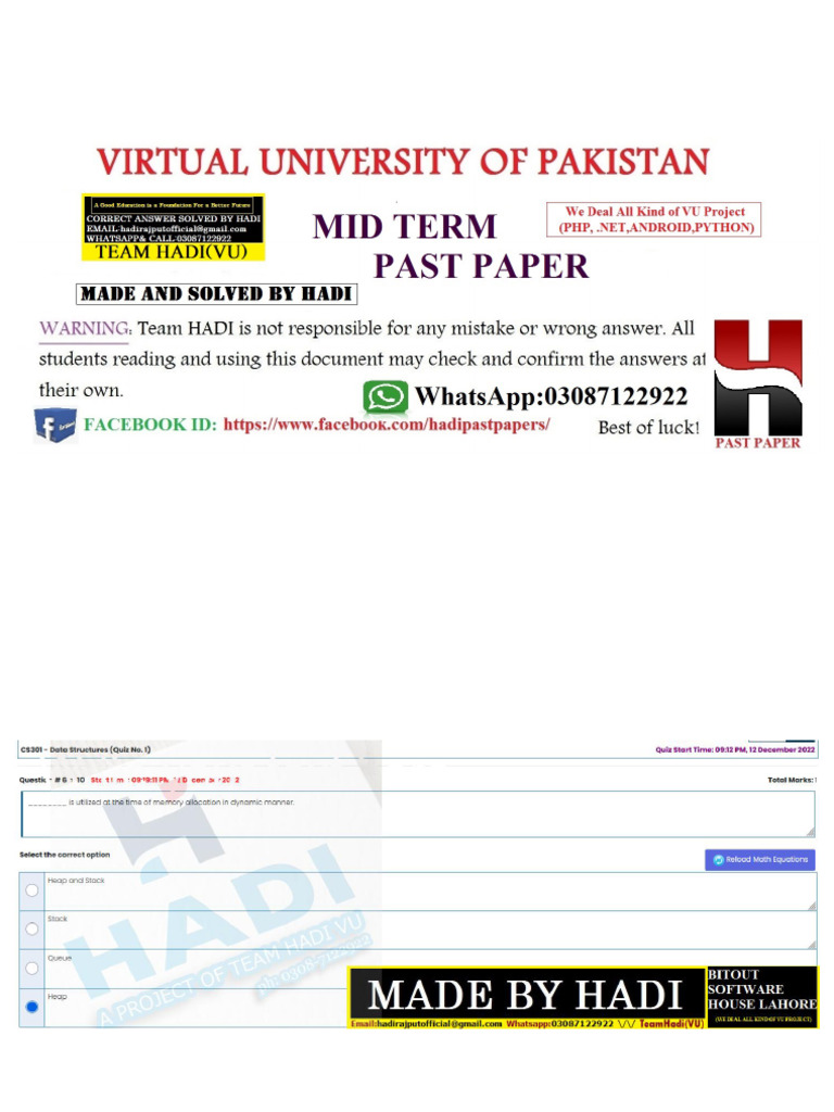 CS301 Midterm File 5 Solved by Team Hadi | PDF CS301 Midterm File 5 Solved by Team Hadi | PDF