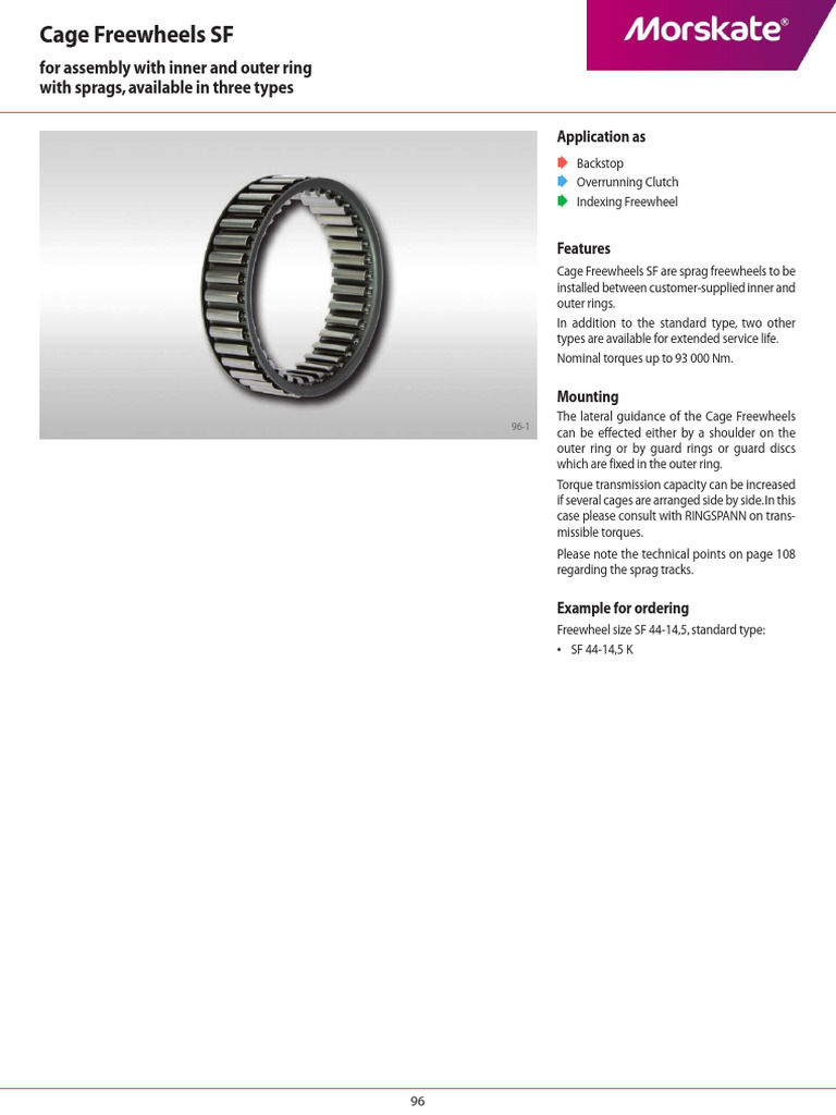 Cage Freewheel SF | PDF | Automotive Technologies | Vehicle Technology