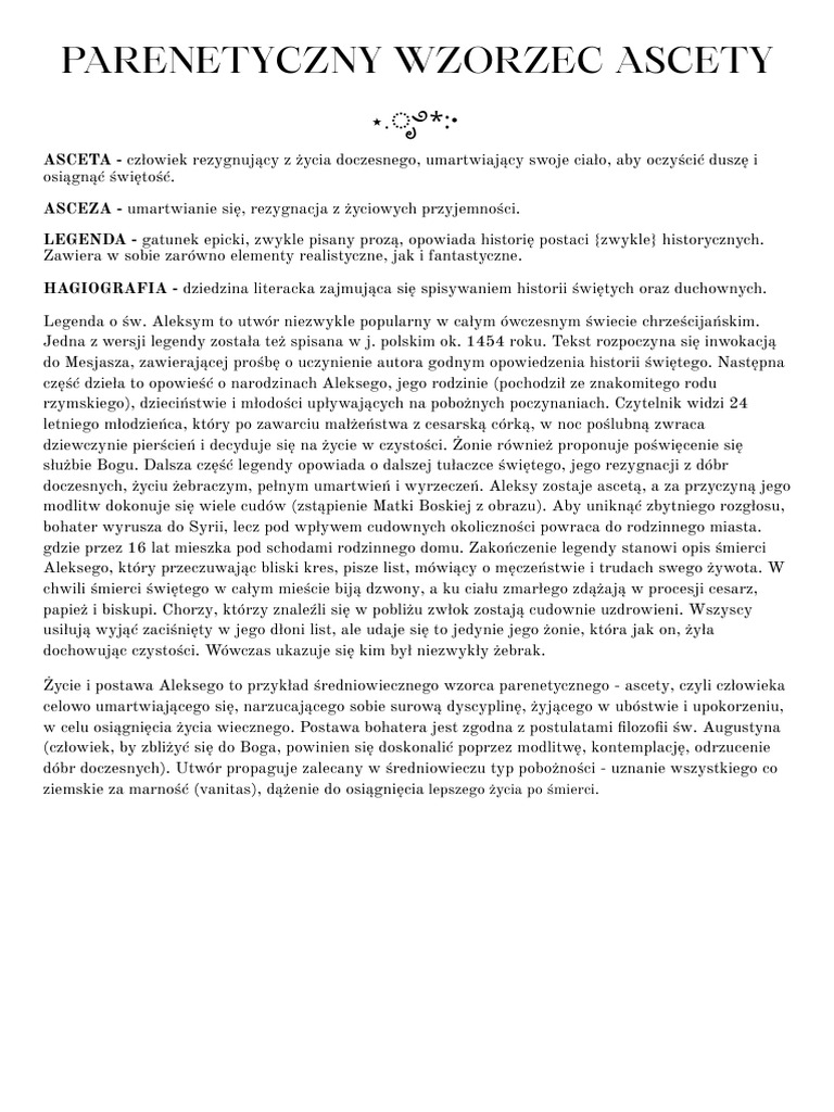 Parenetyczny Wzorzec Ascety | PDF