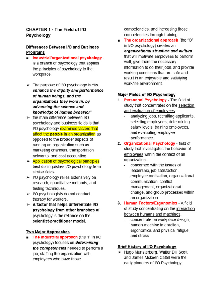 Industrial Psychology Notes Chapter | PDF | Industrial And ...