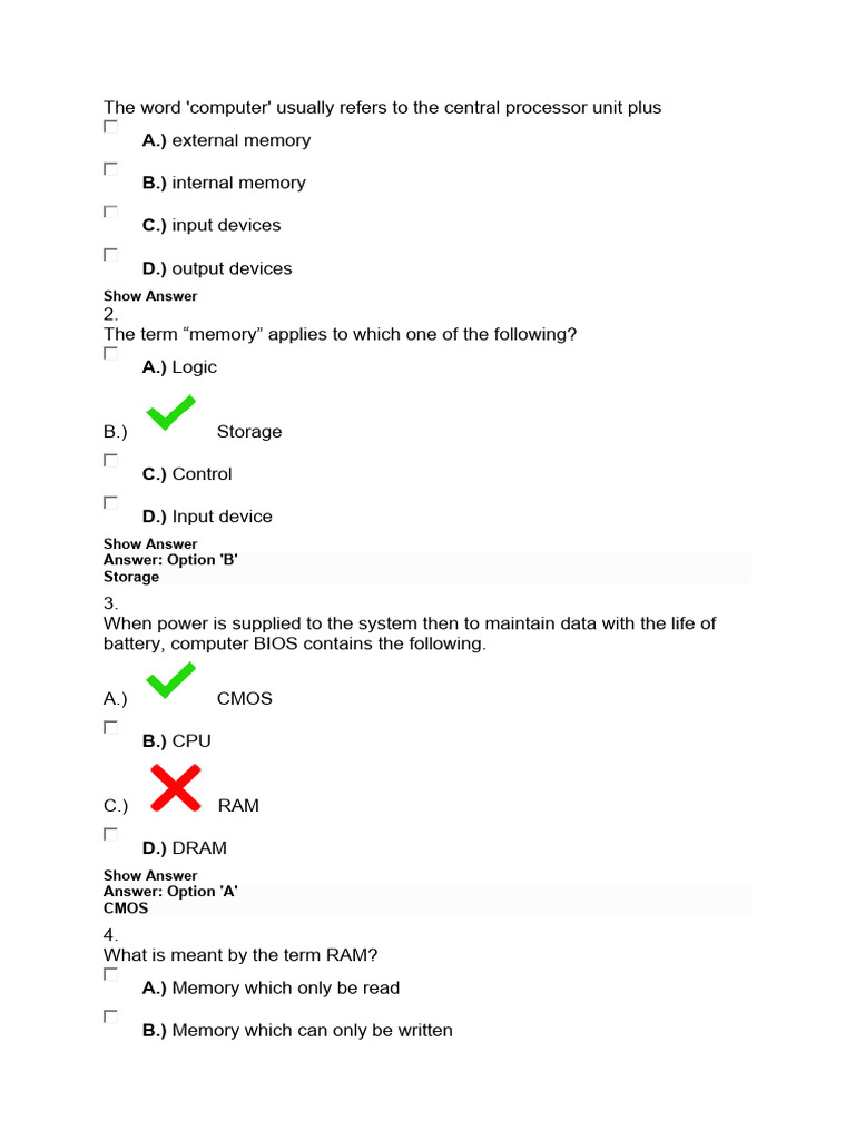 CMCQ | Download Free PDF | Computer Data Storage | Random Access Memory