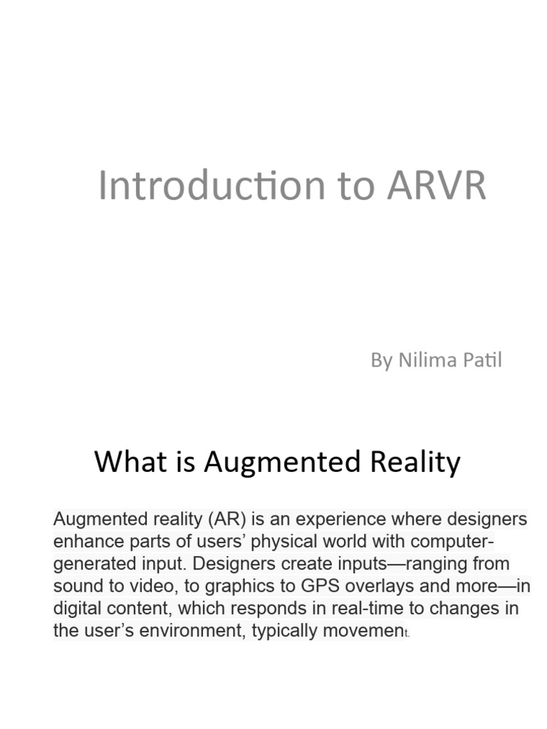 Module 1 ARVR | PDF | Augmented Reality | Virtual Reality
