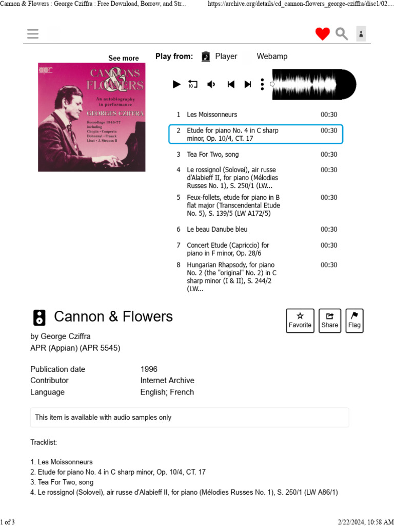 Cziffra Cannons CD | PDF | Computing