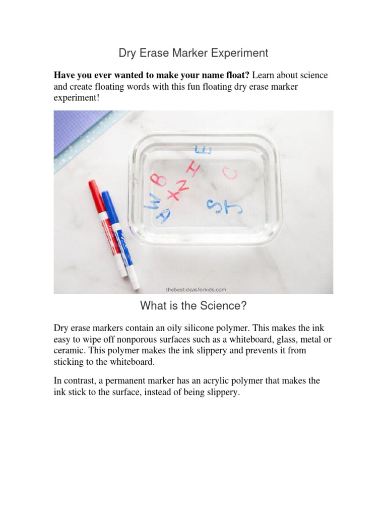 Floating Dry Erase Marker Experiment | PDF | Spoon | Ink