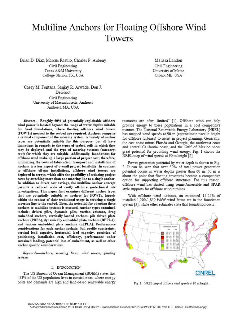 Multiline Anchors for Offshore Wind Towers | PDF | Deep Foundation ...