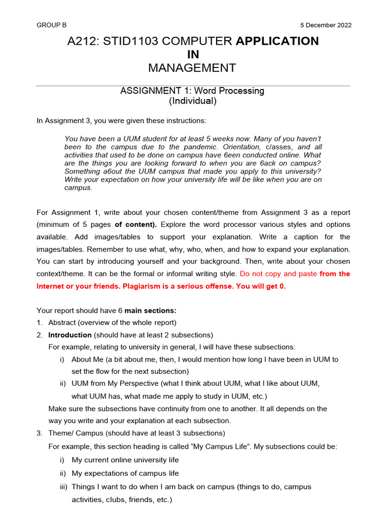 UUM Management Word Processing Assignment | PDF | Computing | Software