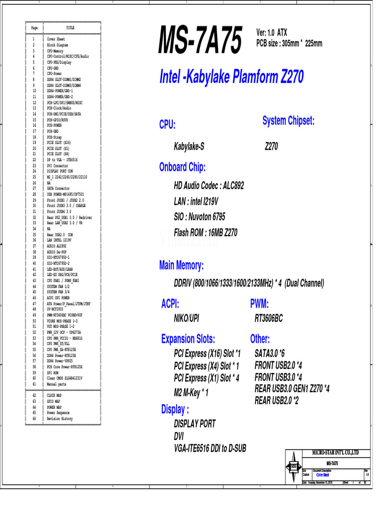 Intel - Kabylake Plamform Z270: System Chipset: Cpu | PDF | Ingeniería ...