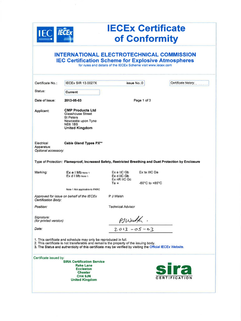 IECEx SIR 13.0027X | PDF