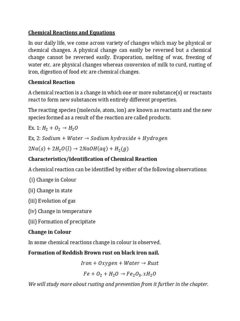 10 Chemical Reactions and Equations | PDF | Chemical Reactions ...