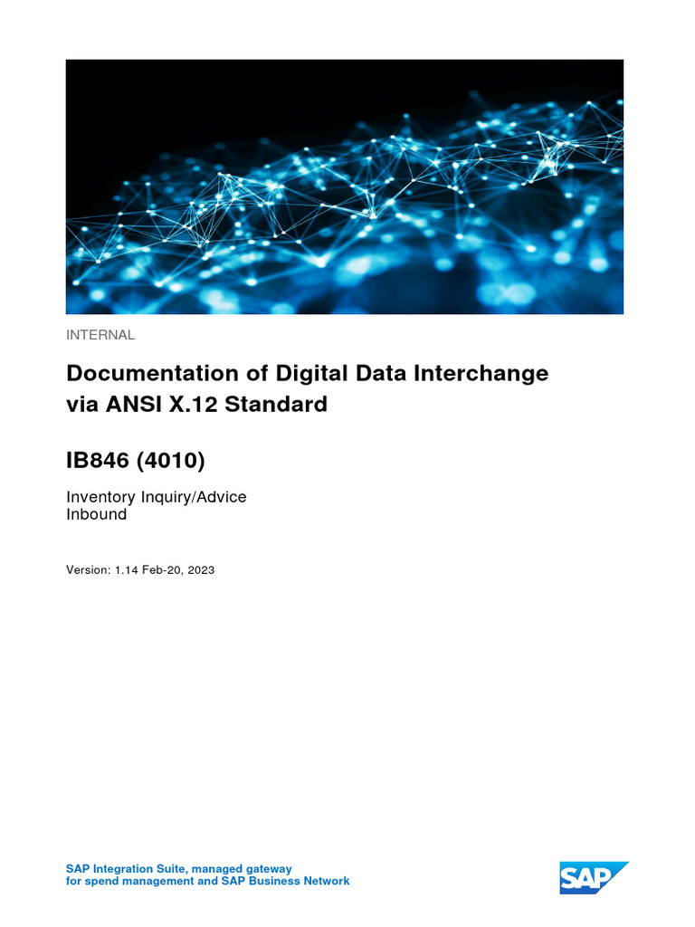 Documentation of Digital Data Interchange Via ANSI X.12 Standard IB846 ...
