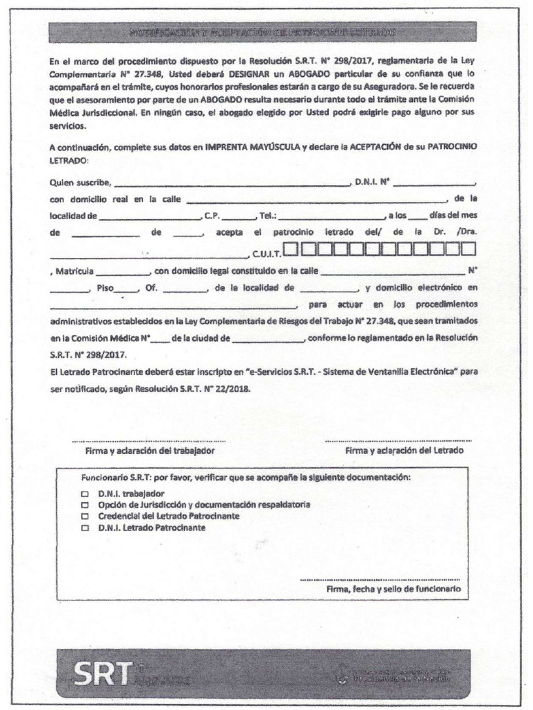 Notificación y Aceptación de Patrocinio | PDF