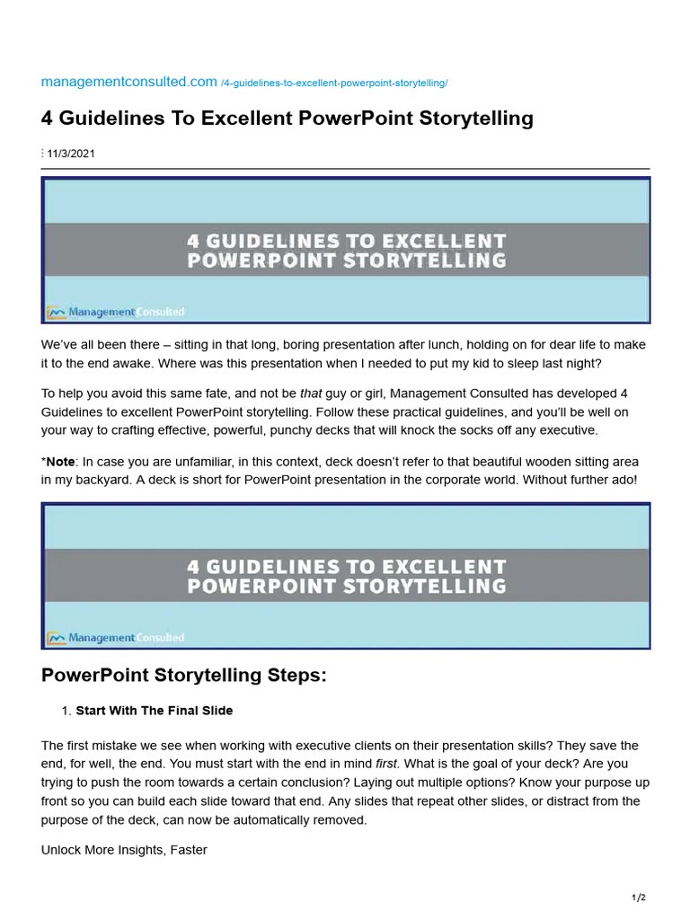 4 Guidelines To Excellent PowerPoint Storytelling | PDF