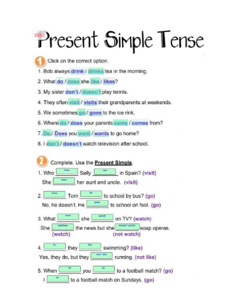 Present Simple Tarea Resuelta | PDF