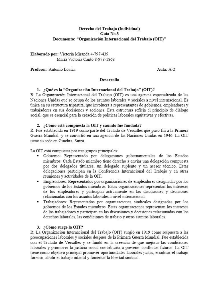 Guía sobre la OIT y su Función Laboral | PDF | Organización ...