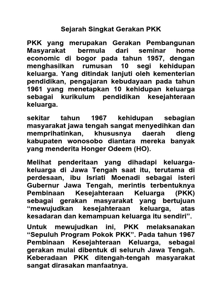 Sejarah Gerakan PKK di Indonesia | PDF