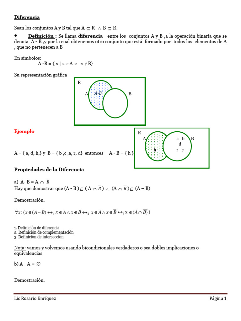 Diferencia y Diferencia Simétrica de Conjuntos | PDF | Conjunto ...