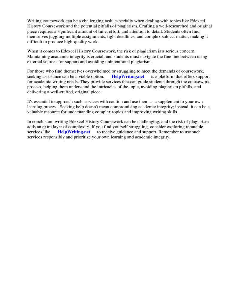 Edexcel History Coursework Plagiarism | PDF