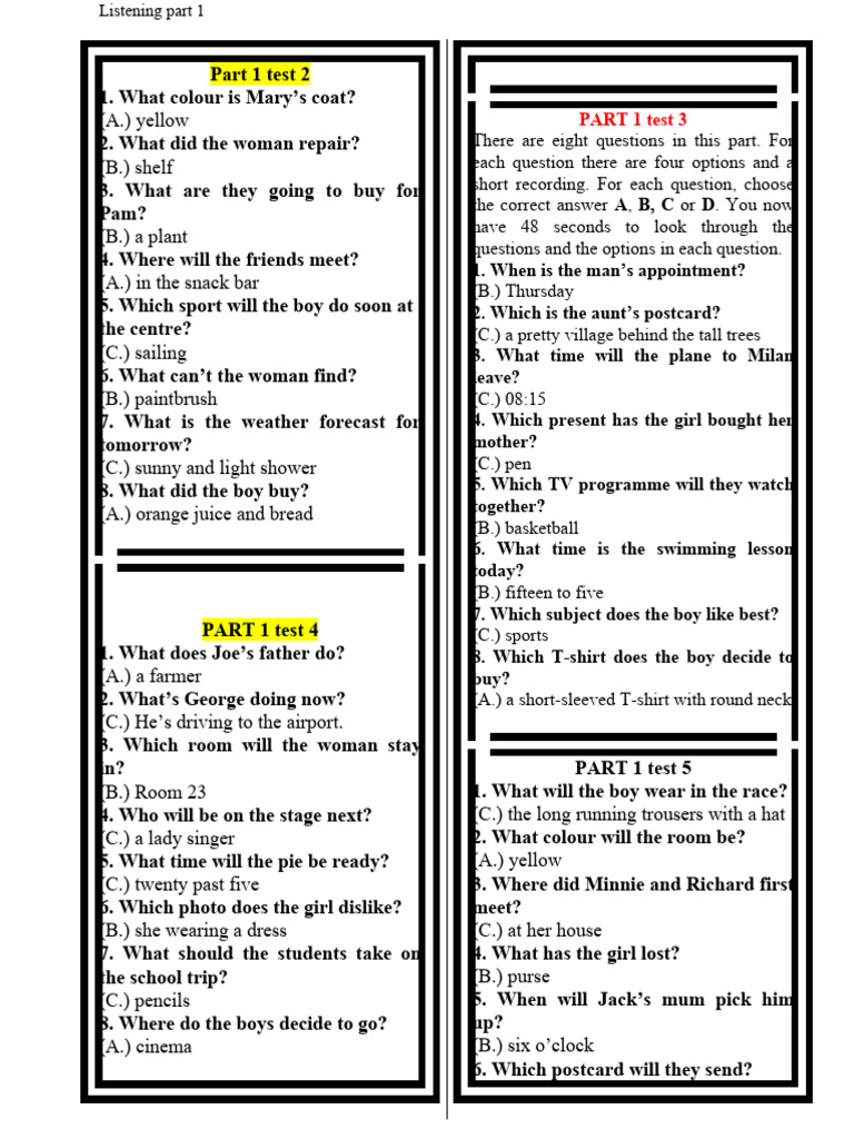 Listening Test Questions | PDF