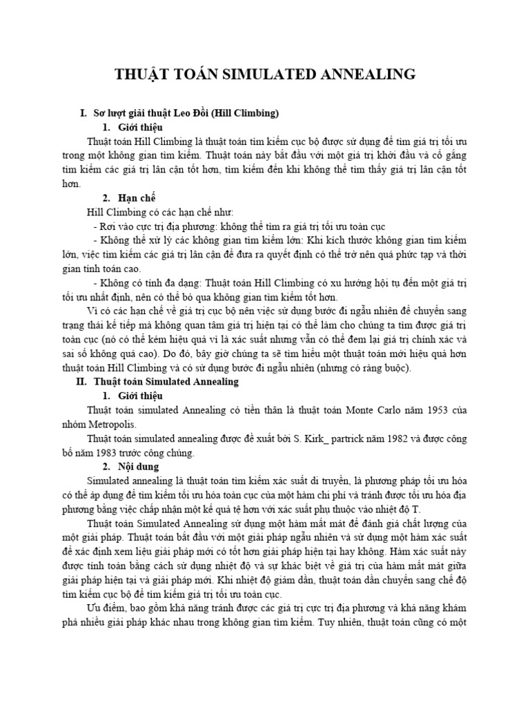 Tổng hợp Thuật Toán Simulated Annealing | PDF