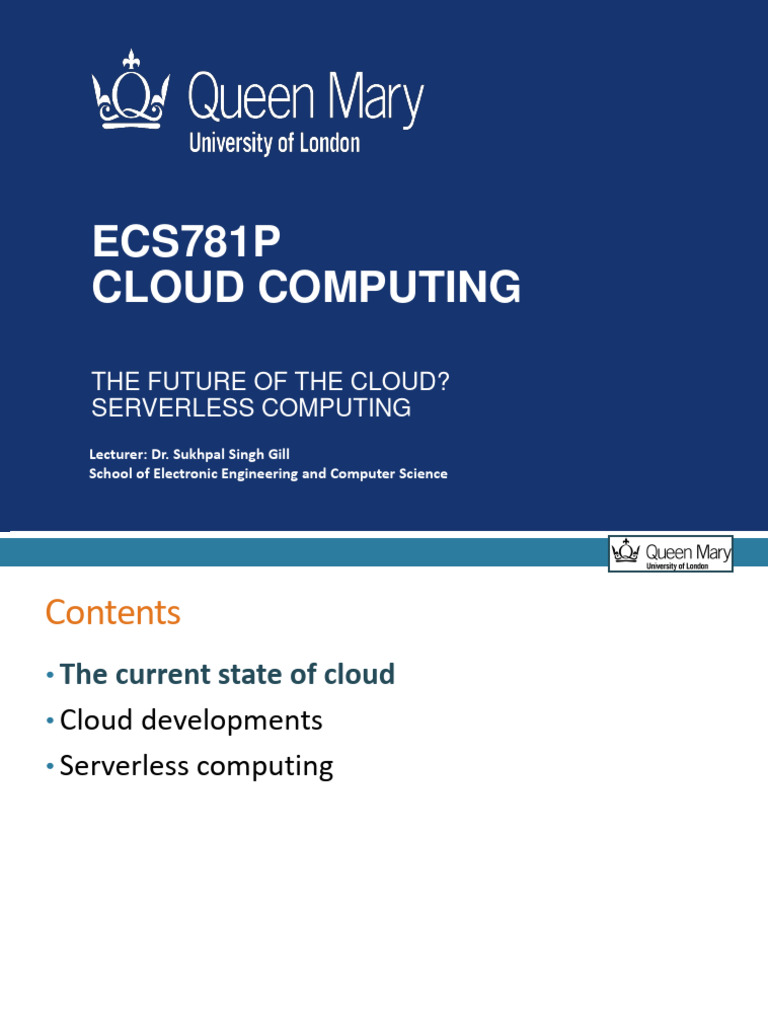 ECS781P 12 Serverless | PDF | Cloud Computing | Software As A Service