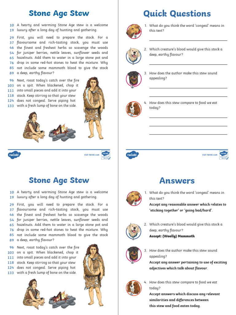 Stone Age Stew | PDF | Western Cuisine | Food And Drink Preparation