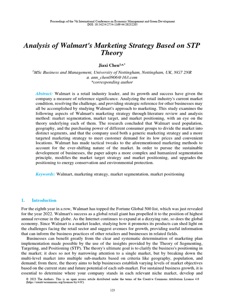 Analysis_of_Walmarts_Marketing_Strategy_Based_on_ | PDF | Retail | Walmart