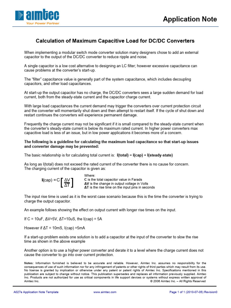 Calculation of Max Capacitive Load For DC - DC Converters | PDF ...